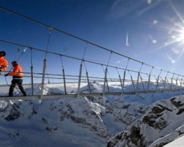 Highest Suspension Bridge Open in Swiss Alps | .TR