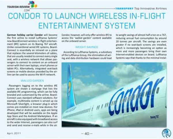 Condor: Wireless In-flight Entertainment to Be Launched | .TR