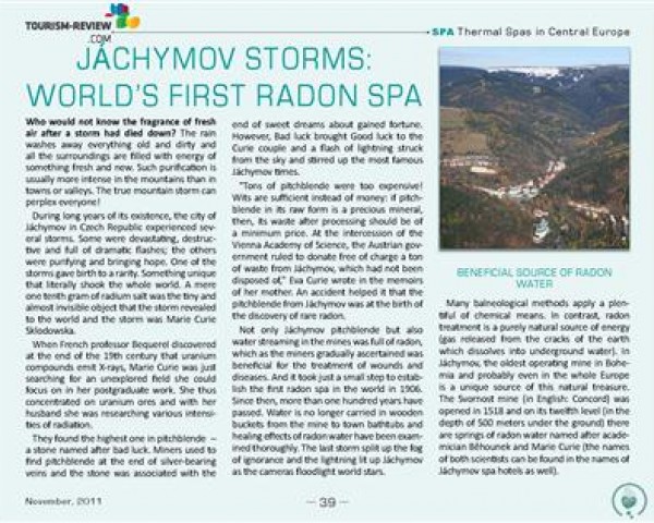 The First Radon Spa Therapy in the World Is in Jachymov | .TR
